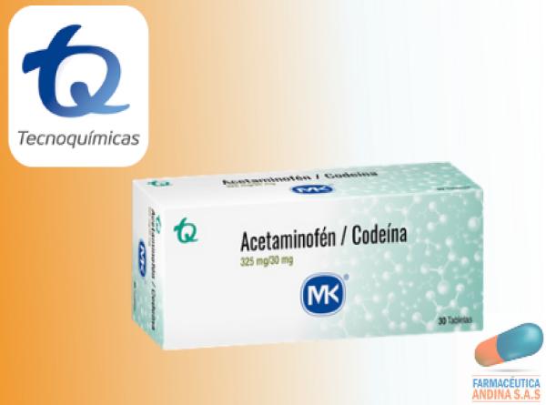 ACETAMINOFEN + CODEINA 325/30 MG CAJA X 30 TAB