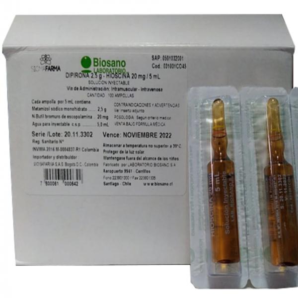 HIOSCINA+DIPIRONA X 5ML BLISTER X 5 AMP