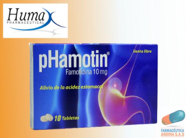 FAMOTIDINA 10 MG PHAMOTIN CAJA X 10 TAB