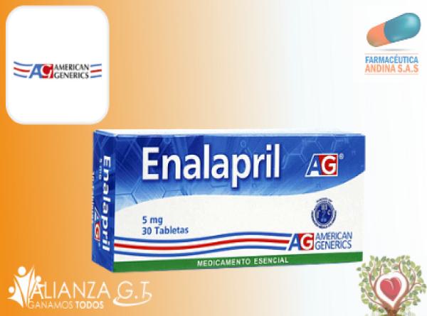 ENALAPRIL 5 MG CAJA x 30 TABS