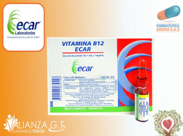 VITAMINA B-12 INYECTABLE CAJA x 25 AMP