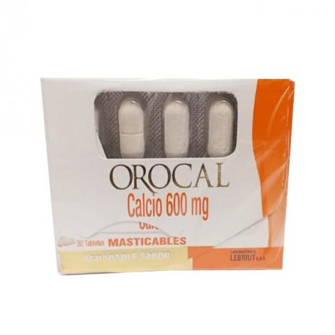 OROCAL (CARBONAT CALCIO X 600 MG) CAJA X 30 TAB MASTICABLES